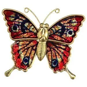 Butterfly | Jewelry | Butterfly Pin Red Gold Glitter Wings Brooch Gold ...